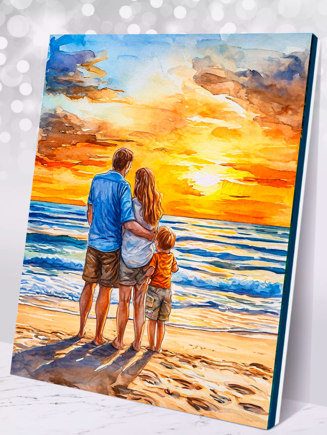 Картина по номерам "Семья на море" 40х50 см, хлопковый холст на подрамнике, акрил, АртТойс