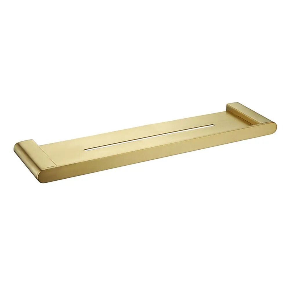 Полка прямая подвесная для ванной, полка для хранения, скрытое крепление, 12,50х50х2,50 см(золотой-матовое золото)