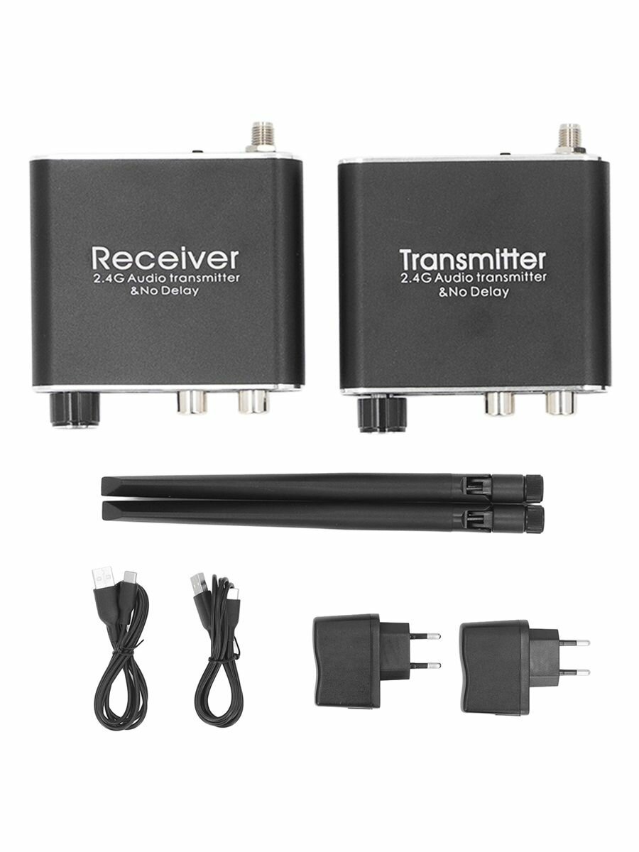 Адаптер беспроводного аудиопередатчика 2,4G, приемник европейского стандарта, 100 240 В, без задержки, входной выход RCA 3,5 мм, простая установка для домашнего кинотеатра