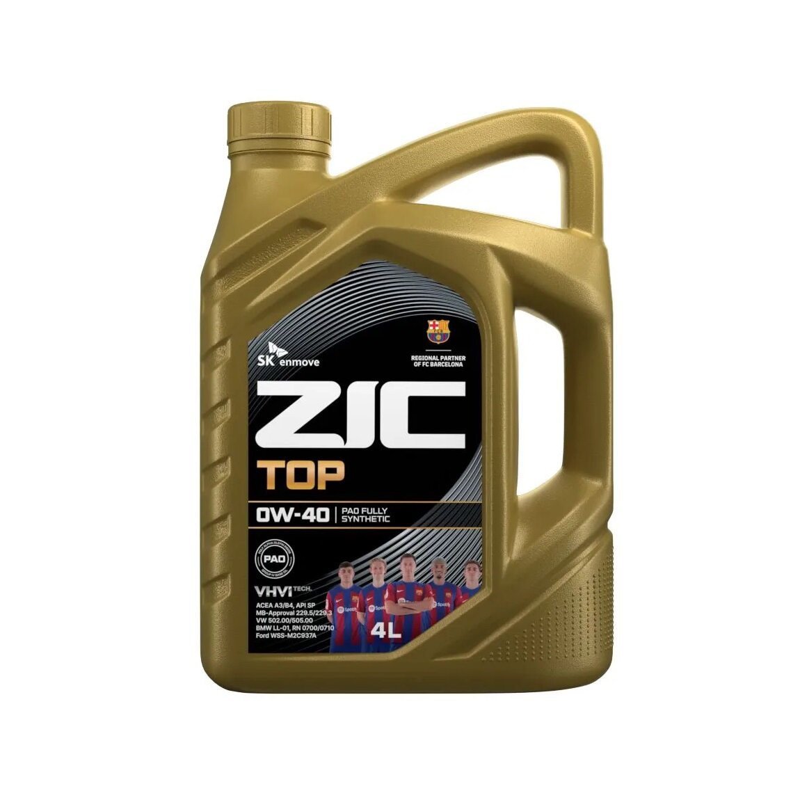 Моторное масло синтетическое ZIC TOP 0W-40 A3/B4, канистра 4 литра