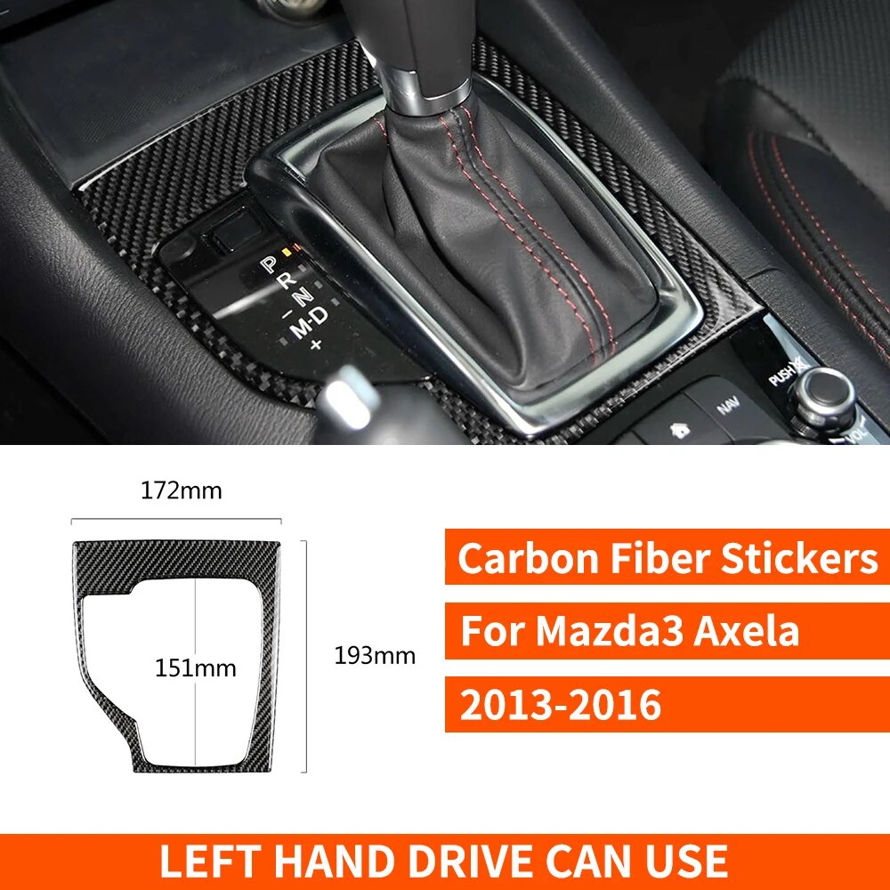 Наклейка карбоновая на панель КПП Mazda 3 Axela 2013-2016, Gear box A LHD