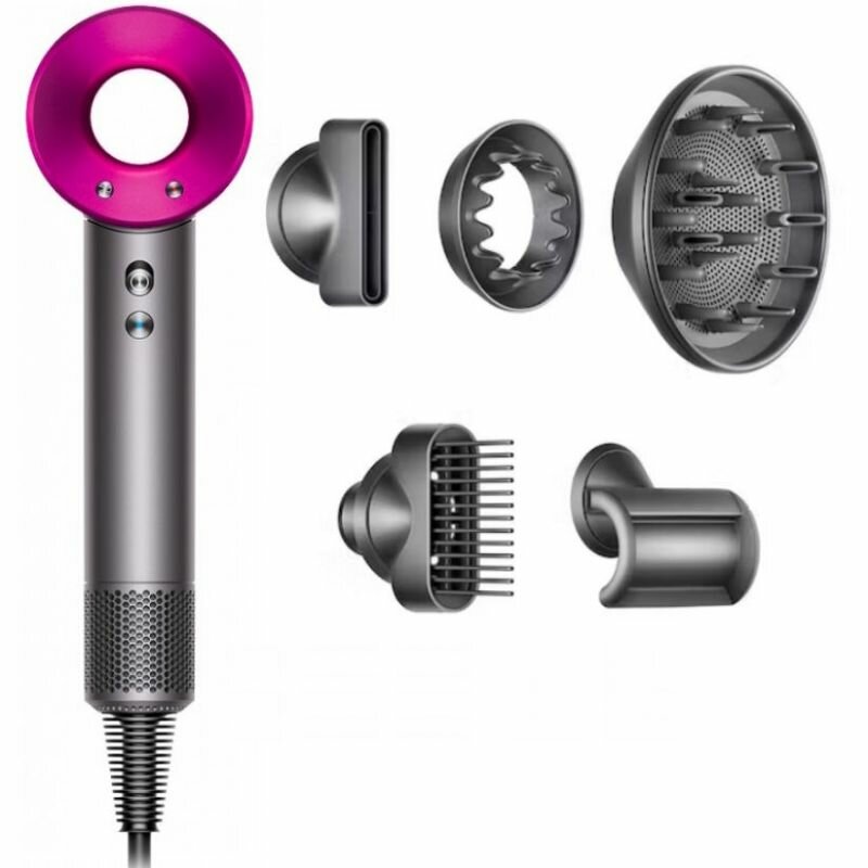 Фен Dyson Supersonic HD07, antrazit/fuchsia (антрацит/фуксия) Переходник в подарок