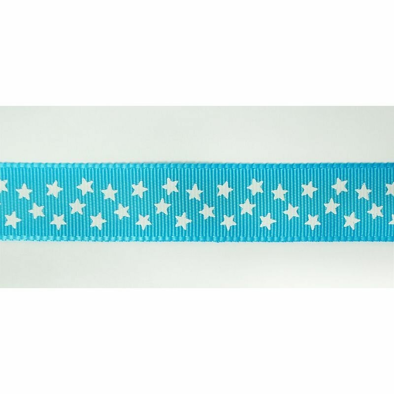 Лента репсовая SAFISA Рисунок "Звездочки", 15 мм, 15 м, цвет 16, Бирюзовый