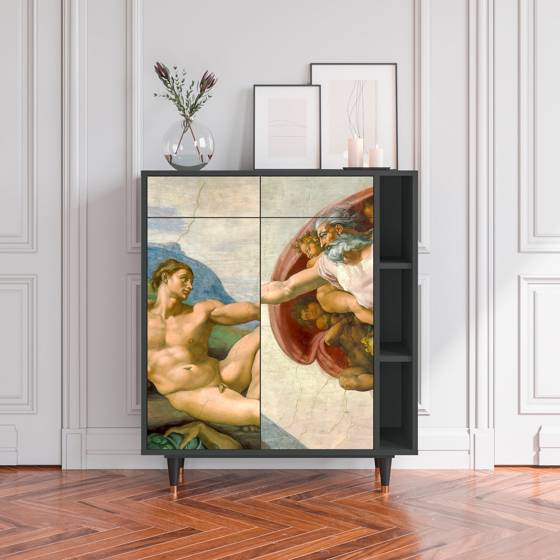 Комод - STORYZ - BS6 The Creation of Adam by Michelangelo, Размер - 94 x 110 x 41 см, Цвет корпуса - , Антрацит