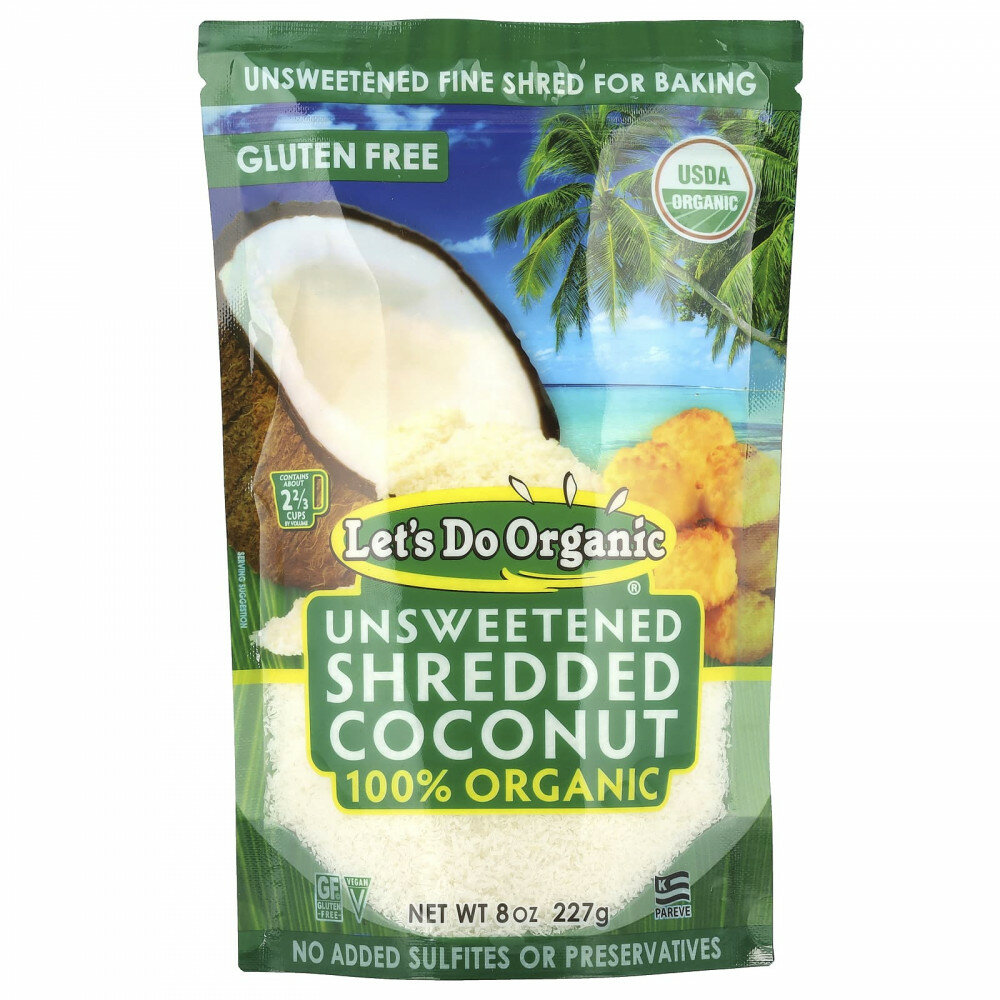 Let's Do Organic, 100 % органический измельченный кокос без подсластителя, 227 г (8 унций)
