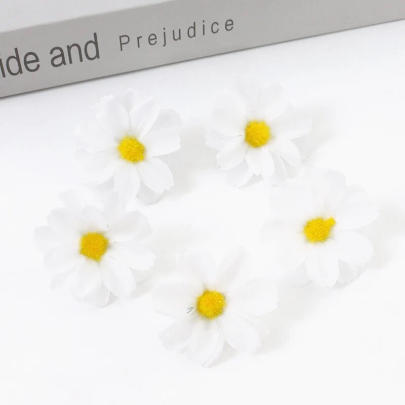 Искусственные шелковые ромашки 30/50 шт Белый, 50Pcs, White