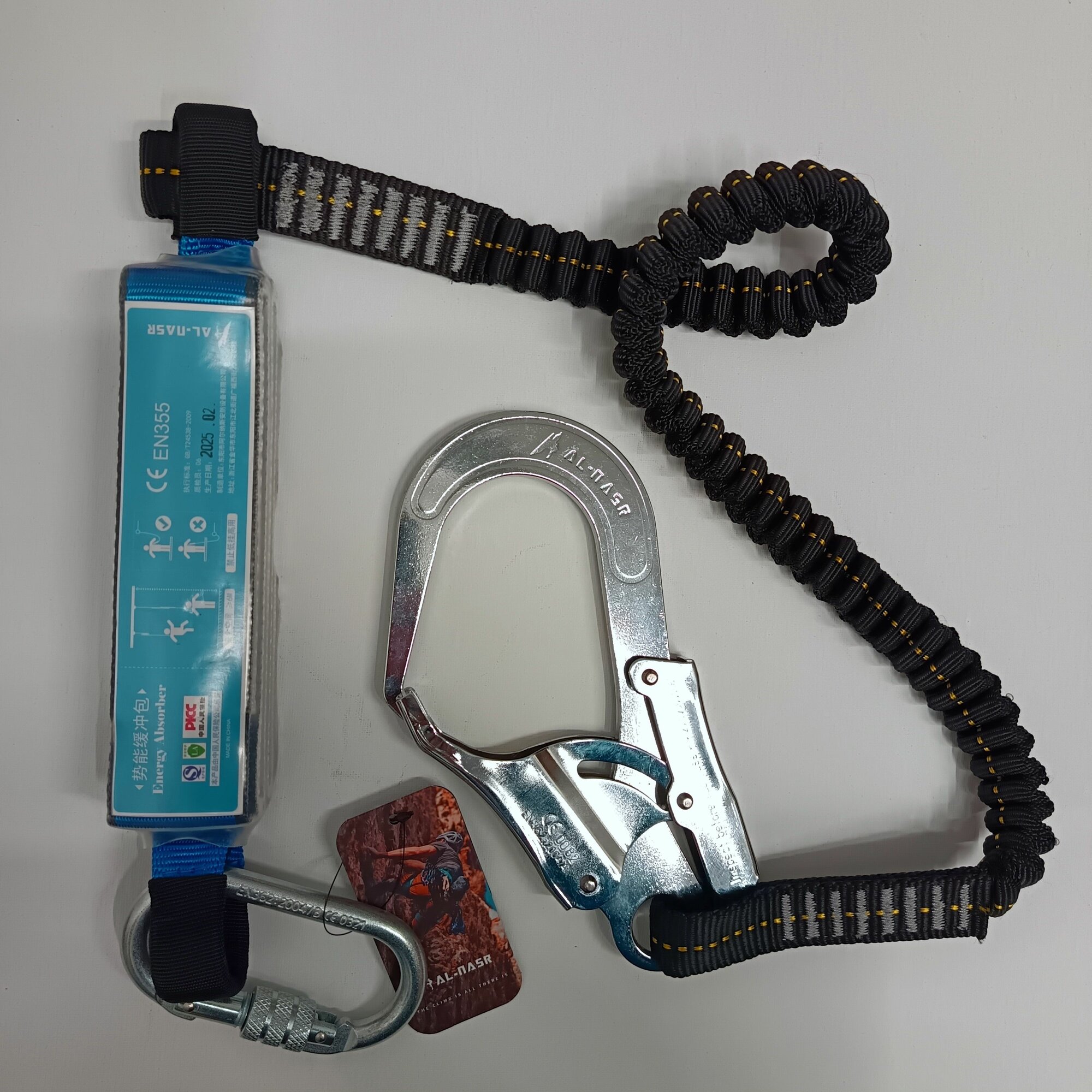 Строп эластичный с амортизатором и стальным карабином 25 kN