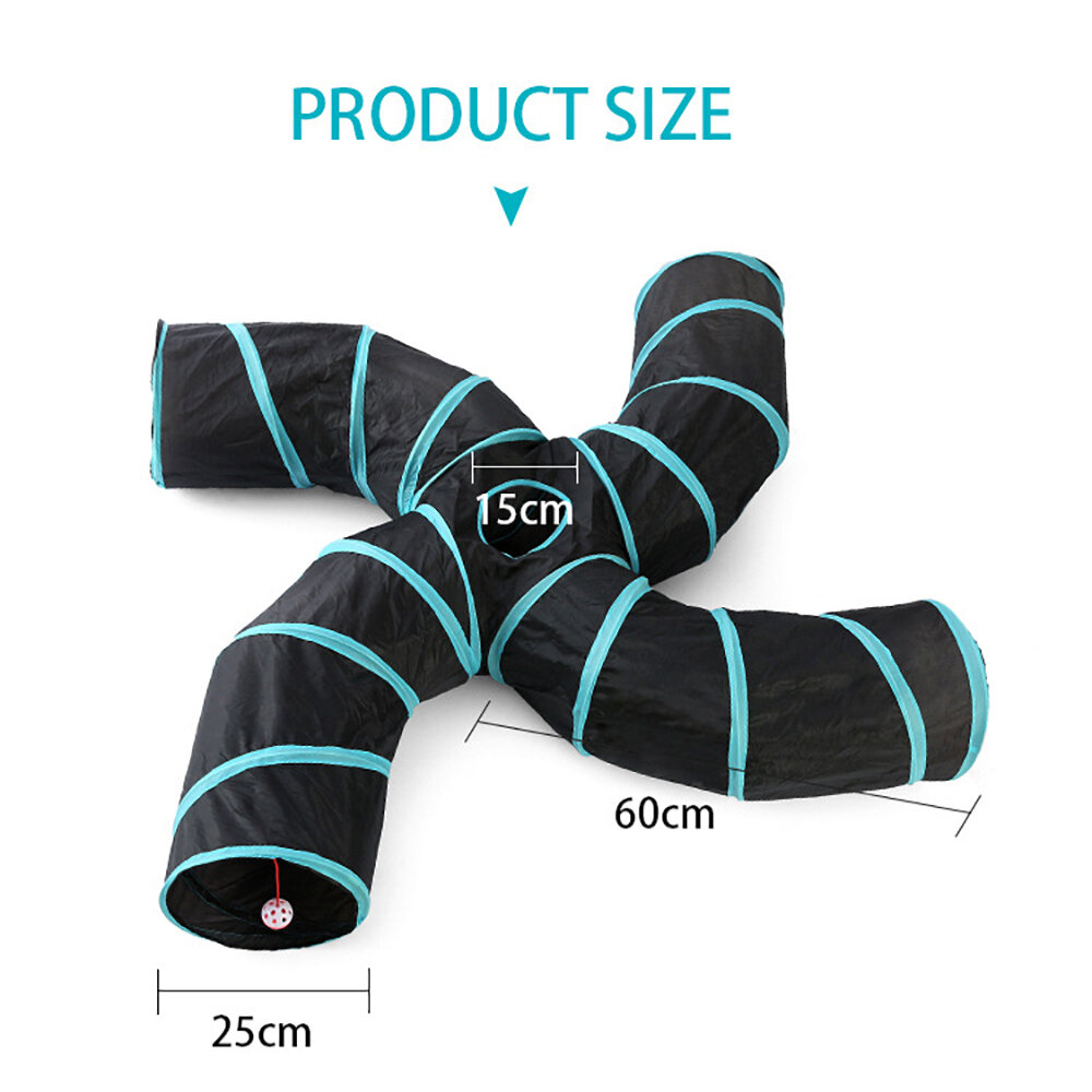 Туннель для кошек, 4-ходовой, игровой туннель для домашних животных, складная игрушка-туннель для кошек, собак, кроликов, домашних животных