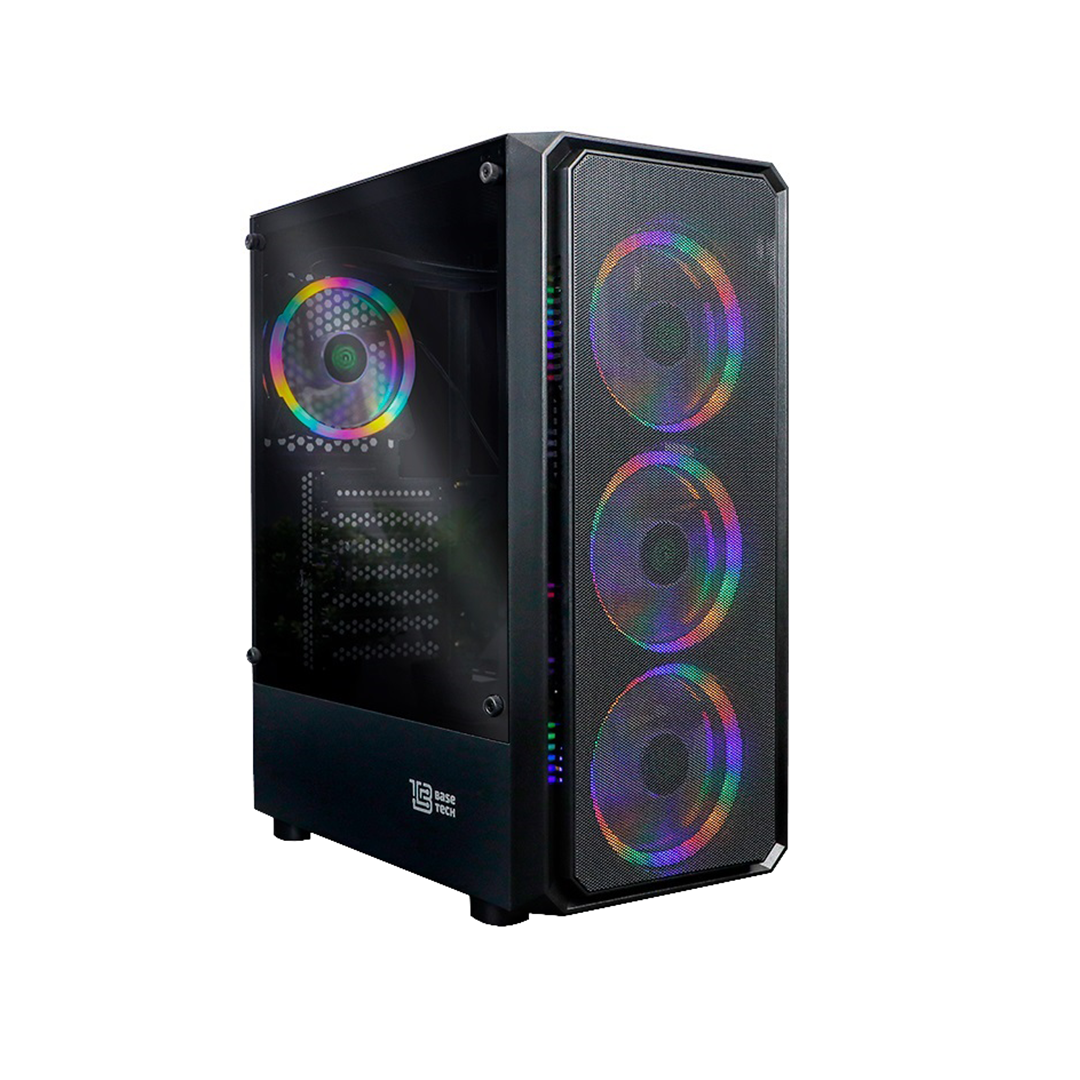 Корпус BaseTech eXtreme GFX-03 ATX, Midi-Tower, 700 Вт черный (BT-GFX-03-MESH-4F-RGB-700W)