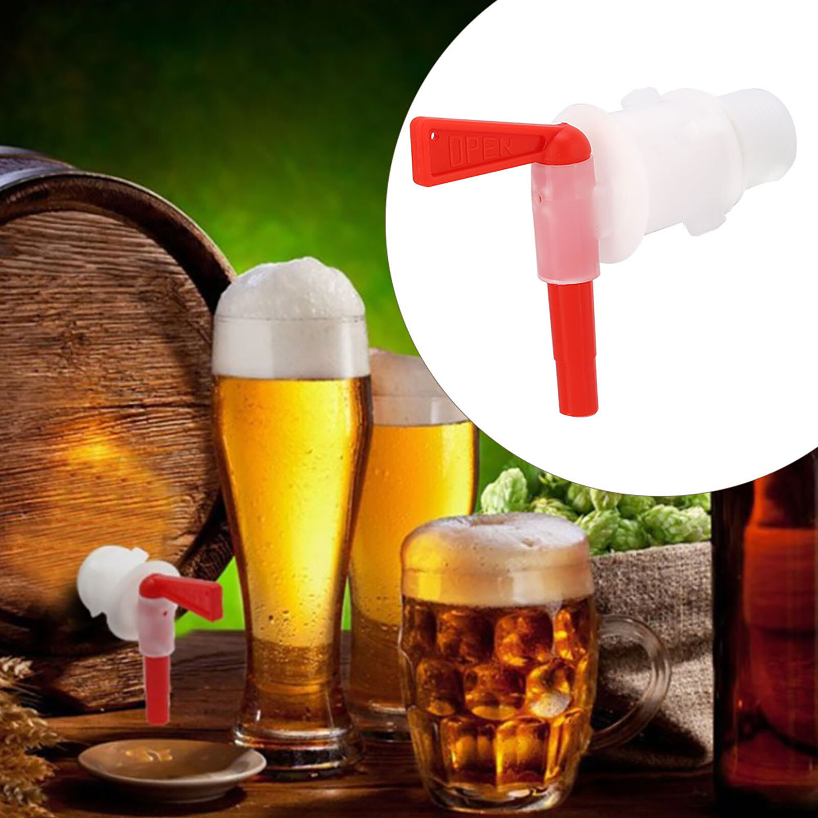 Кран для ведра для пивоварения из красного пластика, кран для розлива, штуцер для пивоварения, материал пищевой пластик, размер резьбы OD 26мм ID 18мм, длина 8.4см, высота 10см, подходит для трубки 5/16" или 3/8", для отверстия диаметром 1 дюйм,