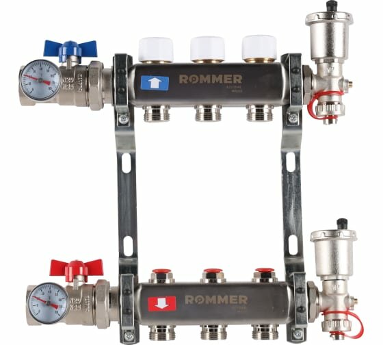 Коллектор из нержавеющей стали в сборе без расходомеров ROMMER 3 выхода RMS-3210-000003