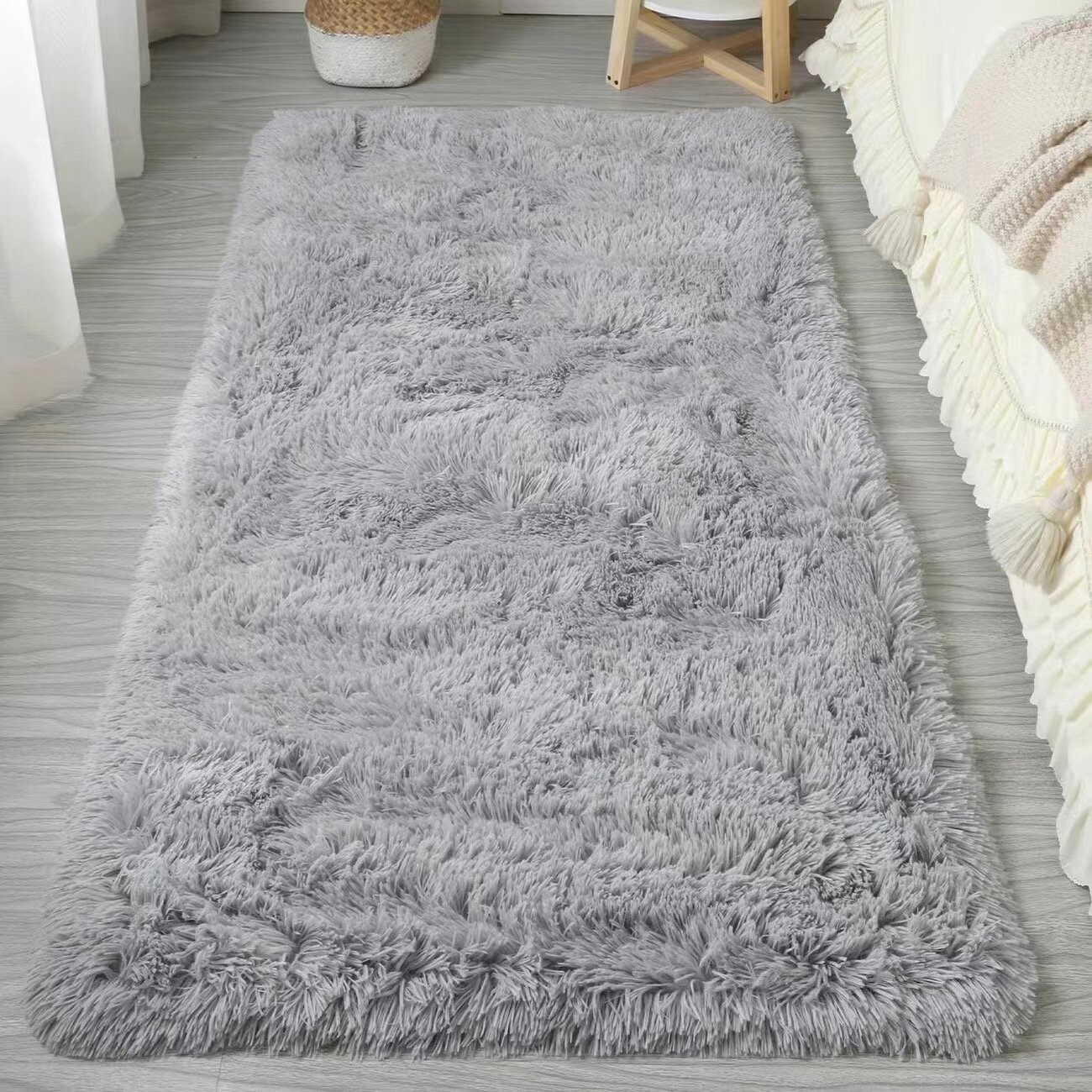 Плюшевый ковер, моющийся и устойчивый к грязи, чисто серый, 200*230 см