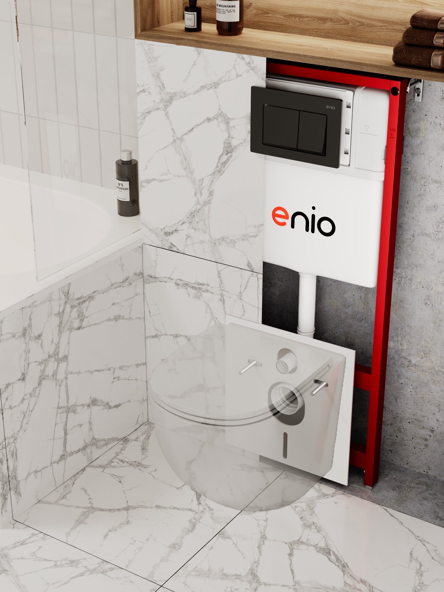 Система инсталляции для подвесных унитазов Enio Profi EN7050050 с кнопкой Pulsante черная матовая