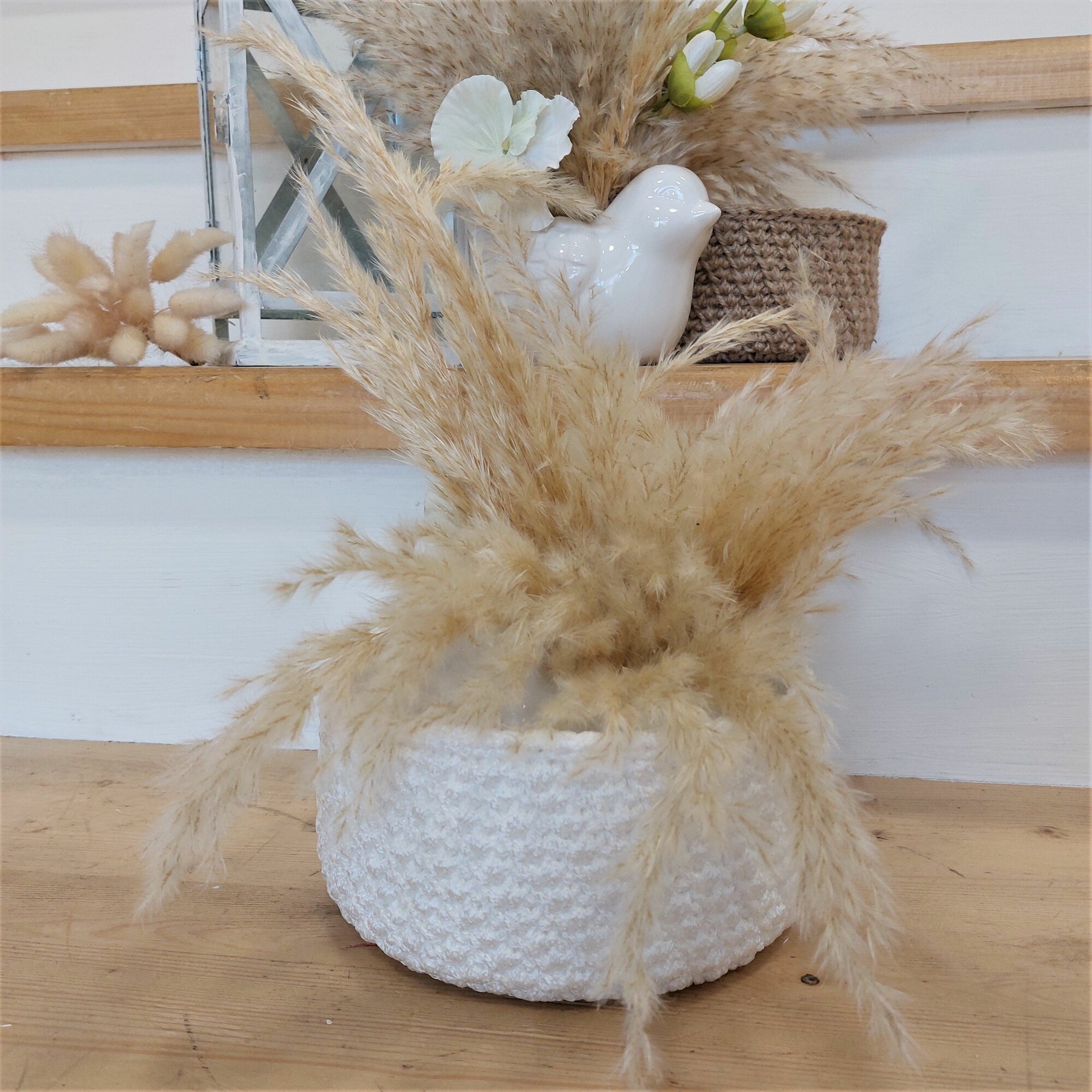 Вязаная круглая корзинка для мелочей, косметики, корзинка белая интерьерная для хранения