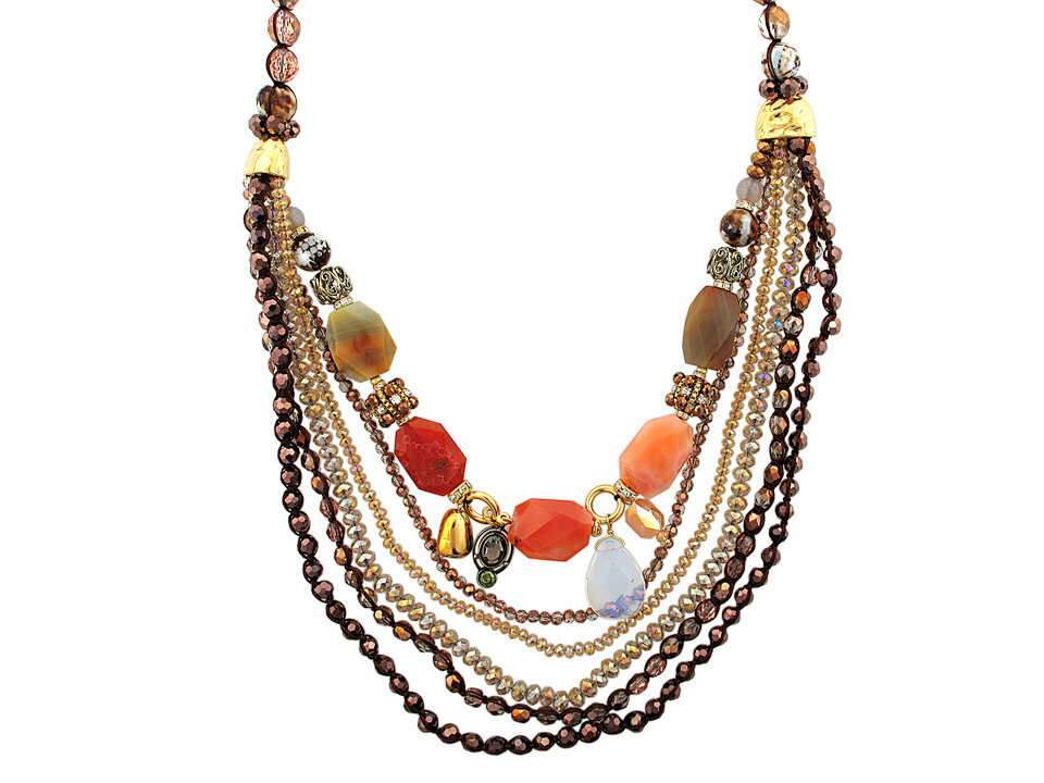 Колье, жадеит, агат, стекло