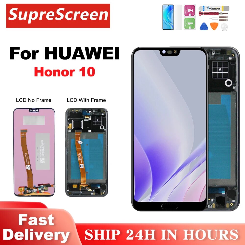 ЖК-дисплей для Honor 10 COL-AL10 COL-L29 L19, ЖК-дисплей, сенсорный экран с рамкой, дигитайзер в сборе, замена для дисплея Honor10 LCD No Frame