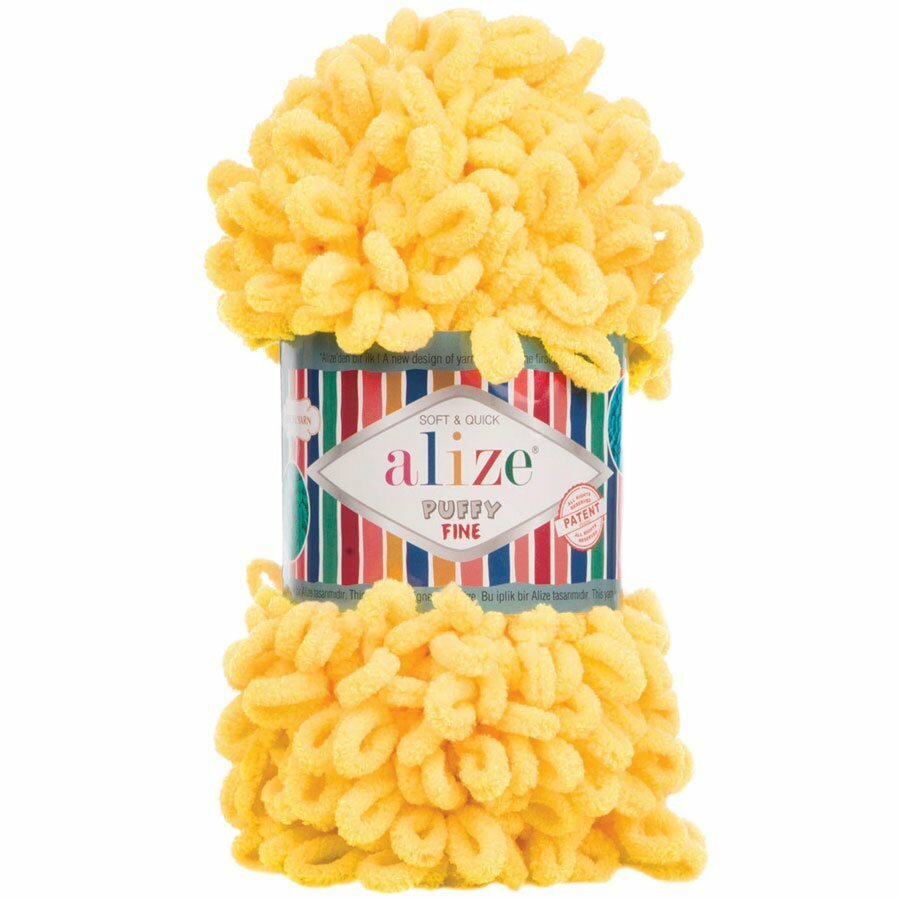 Пряжа Alize PUFFY FINE 216 желтый (5 мотков)