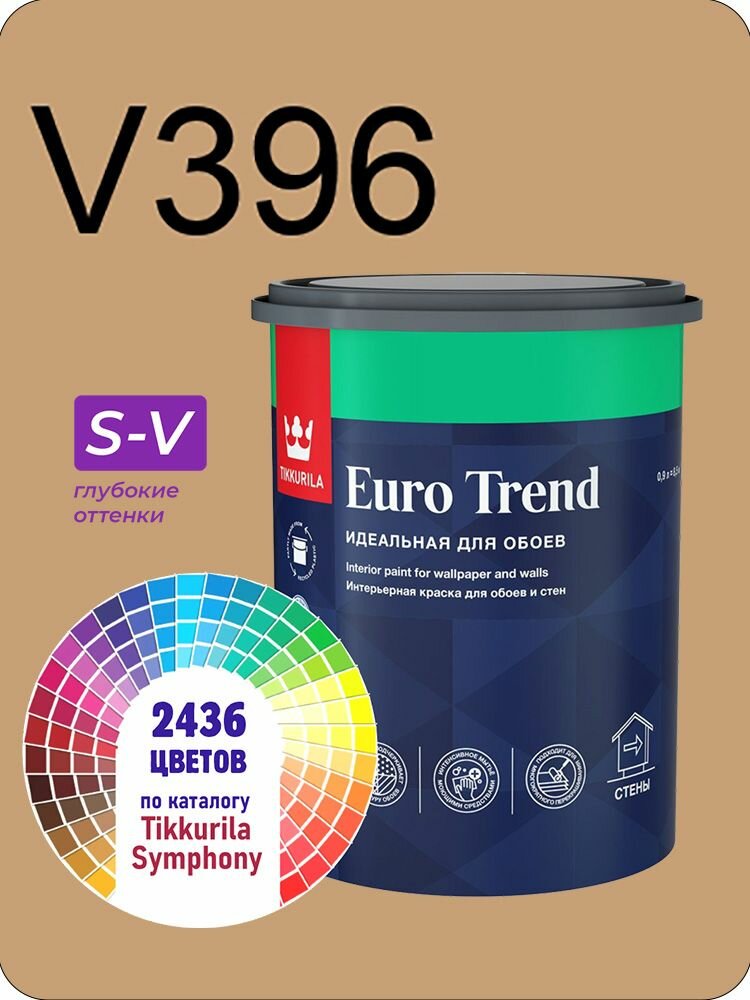 Краска для обоев Tikkurila Euro Trend 0,9л. глубокие оттенки V396