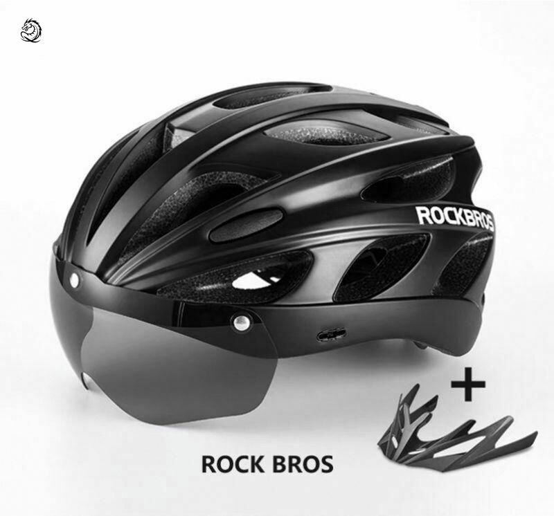 Шлем велосипедный ROCK BROS Bike Helmet, защитный спортивный, солнцезащитный визор, козырек в комплекте, экипировка для скутера, самоката, электросамоката, белый