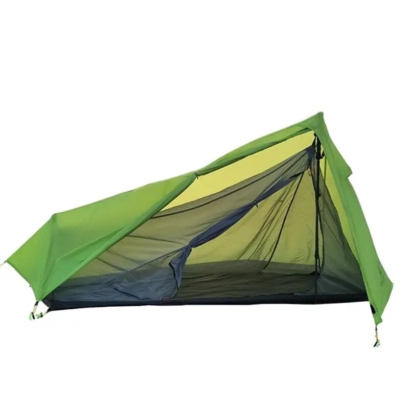 Ультralight tente de camping pour une personne en plein air de 800g, tente de camping ultralégère imperméable enduite de silicone 15D (sans tige)