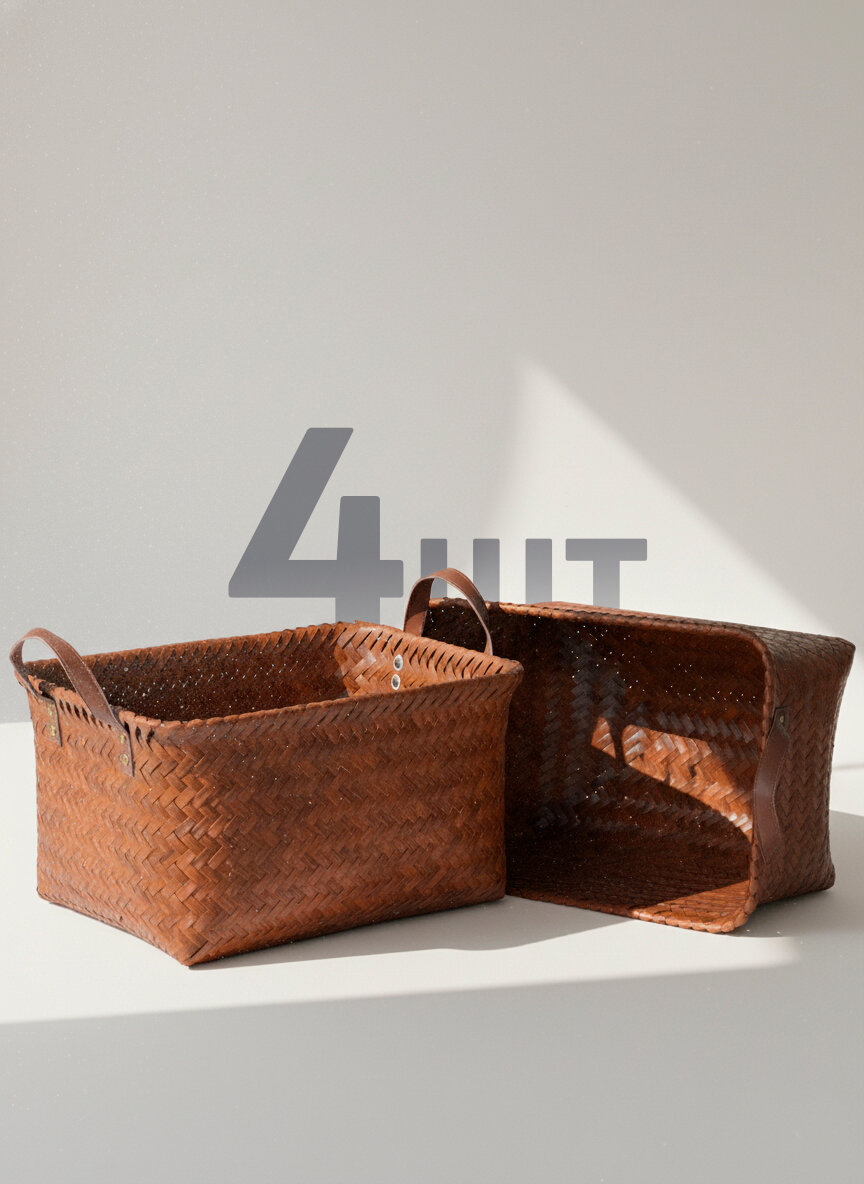 Корзина органайзер, плетеная, для хранения, для белья, для игрушек, коричневая, с ручками 38x26x21см 4шт