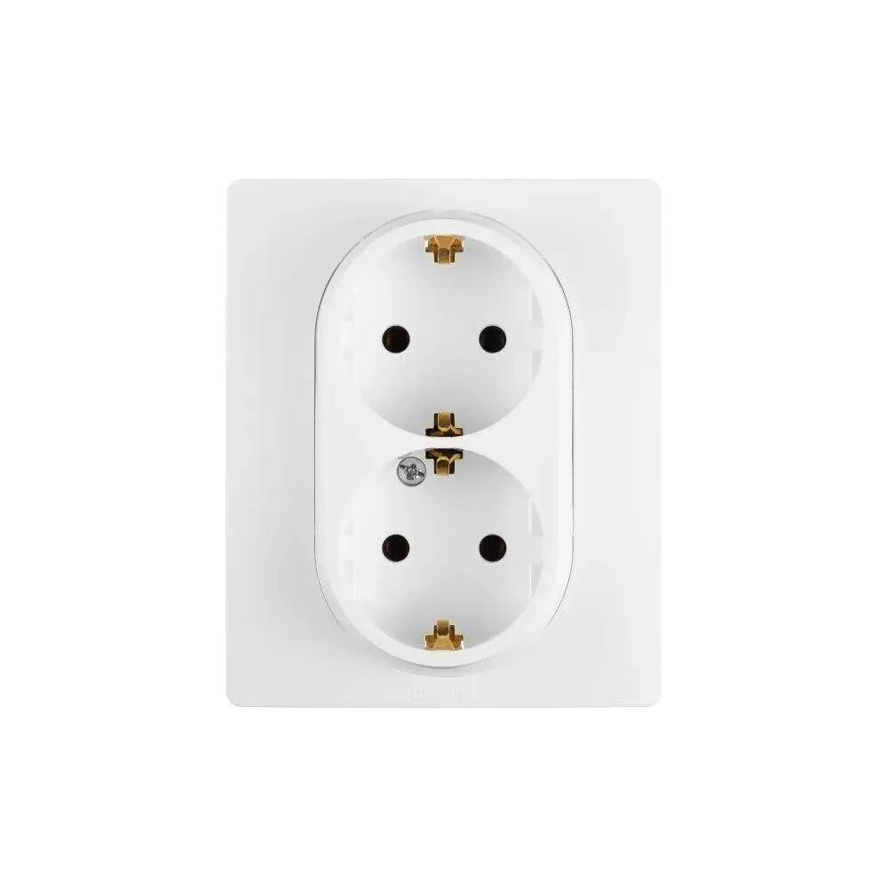 Розетка двойная с заземлением Legrand Etika без шторок, в сборе, 16А, 250В, винтовые зажимы, белый 672272