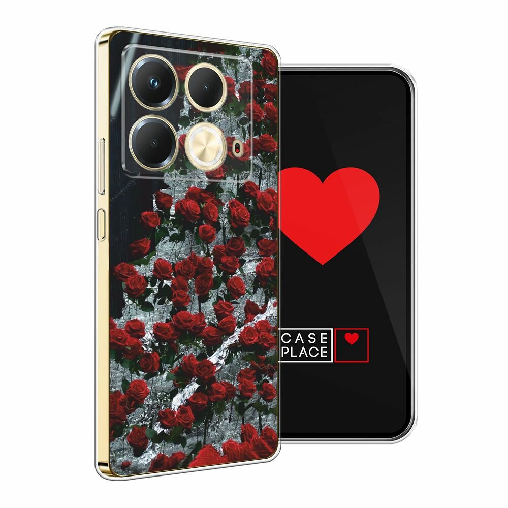 Чехол на Infinix Note 40 / Инфиникс Нот 40 с принтом Цветущие алые розы — фото 1