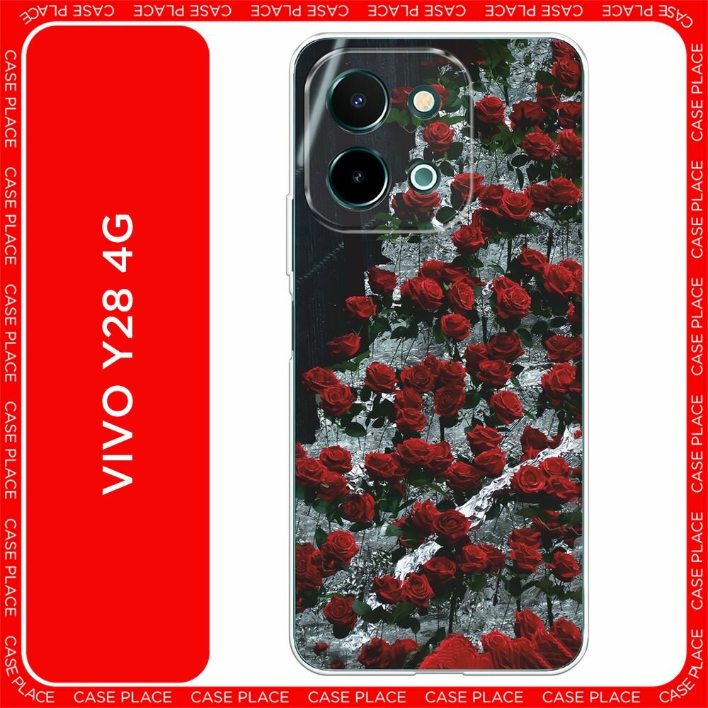 Чехол на Vivo Y28 4G / Виво Y28 4G с принтом Цветущие алые розы