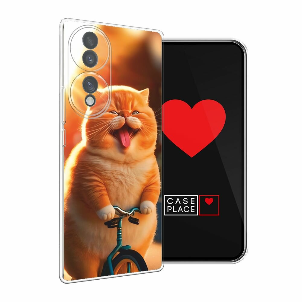 Силиконовый чехол на Honor 70 / Хонор 70 с принтом "Кот на велике" — фото 1