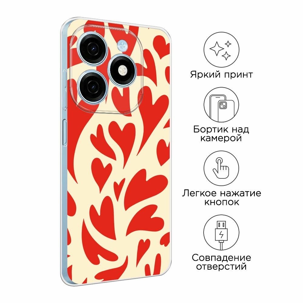 Чехол на Tecno Spark 20 / Текно Спарк 20 с принтом "Crazy hearts 1 - 14 февраля" — фото 1