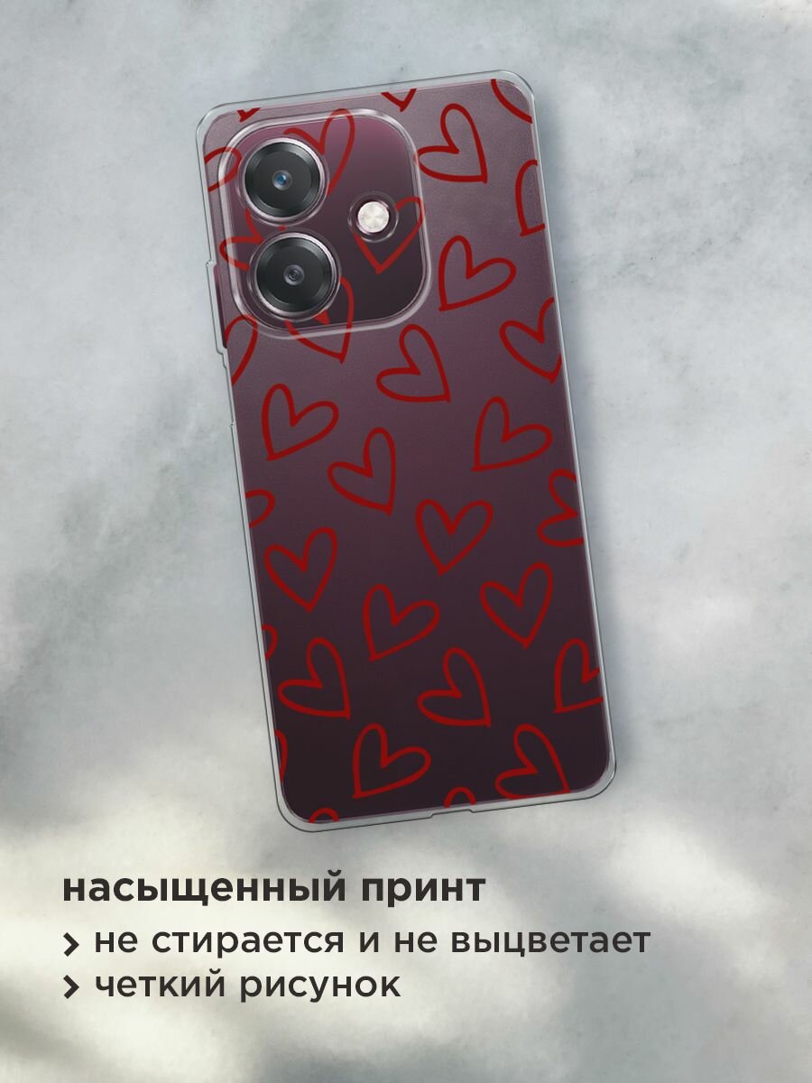 Чехол на Oppo A3/A3x / Оппо А3/A3x с принтом "Little hearts doodles 2 - 14 февраля", прозрачный — фото 1