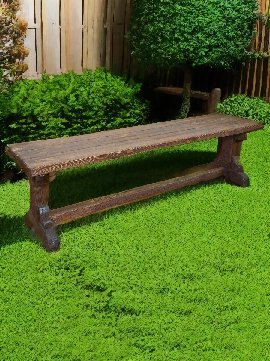 Лавка деревянная Ирбея №6, 210х42х47 см. натуральное дерево, массив сосны