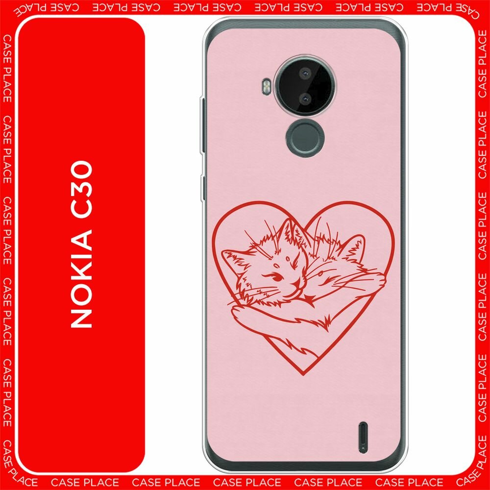 Чехол на Nokia C30 / Нокия C30 с принтом "Влюблённые котики рисунок 1 - 14 февраля"