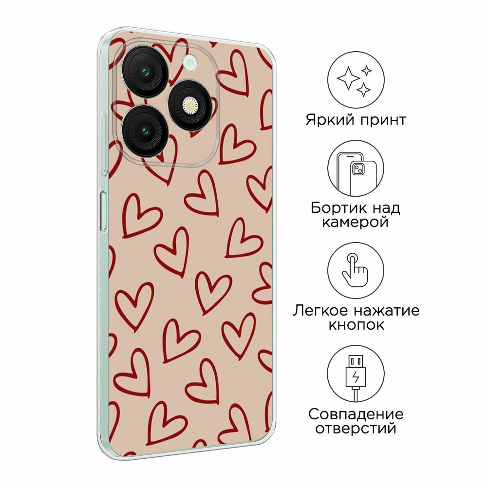 Чехол на Itel A50 / Ител А50 с принтом "Little hearts doodles 1 - 14 февраля" — фото 1