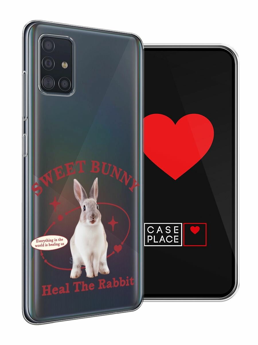 Чехол на Samsung Galaxy A51 / Самсунг Гэлакси А51 с принтом "Heal the rabbit", прозрачный — фото 1