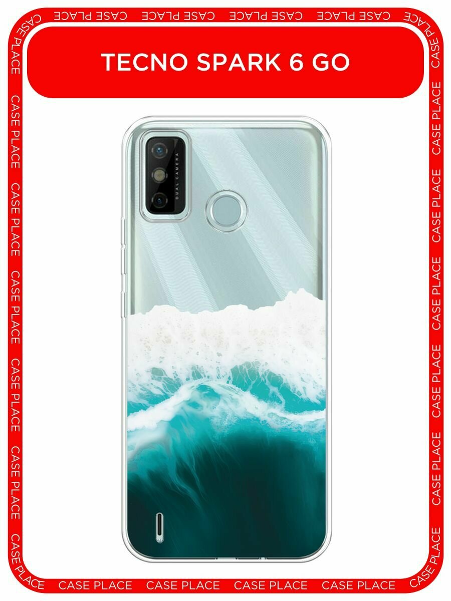 Чехол на Tecno Spark 6 GO / Техно Спарк 6 Го с принтом "Большая волна", прозрачный