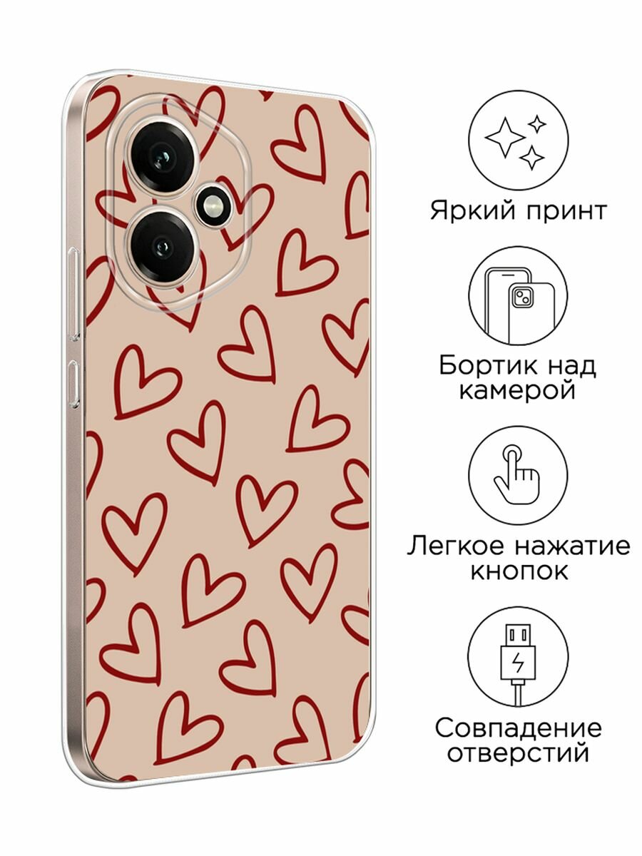Чехол на Honor 400 / Хонор 400 с принтом "Little hearts doodles 1 - 14 февраля" — фото 1
