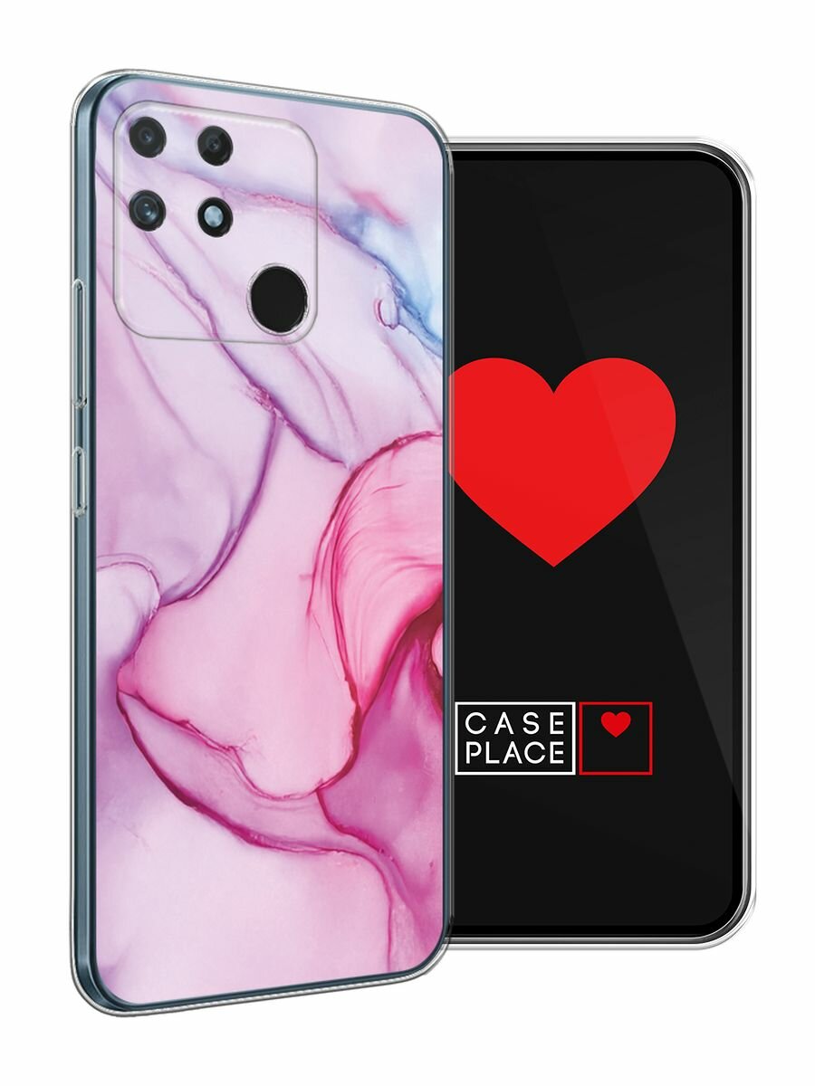 Чехол на Realme Narzo 50A / Реалми Нарзо 50A с принтом "Розовые мраморные разводы" — фото 1