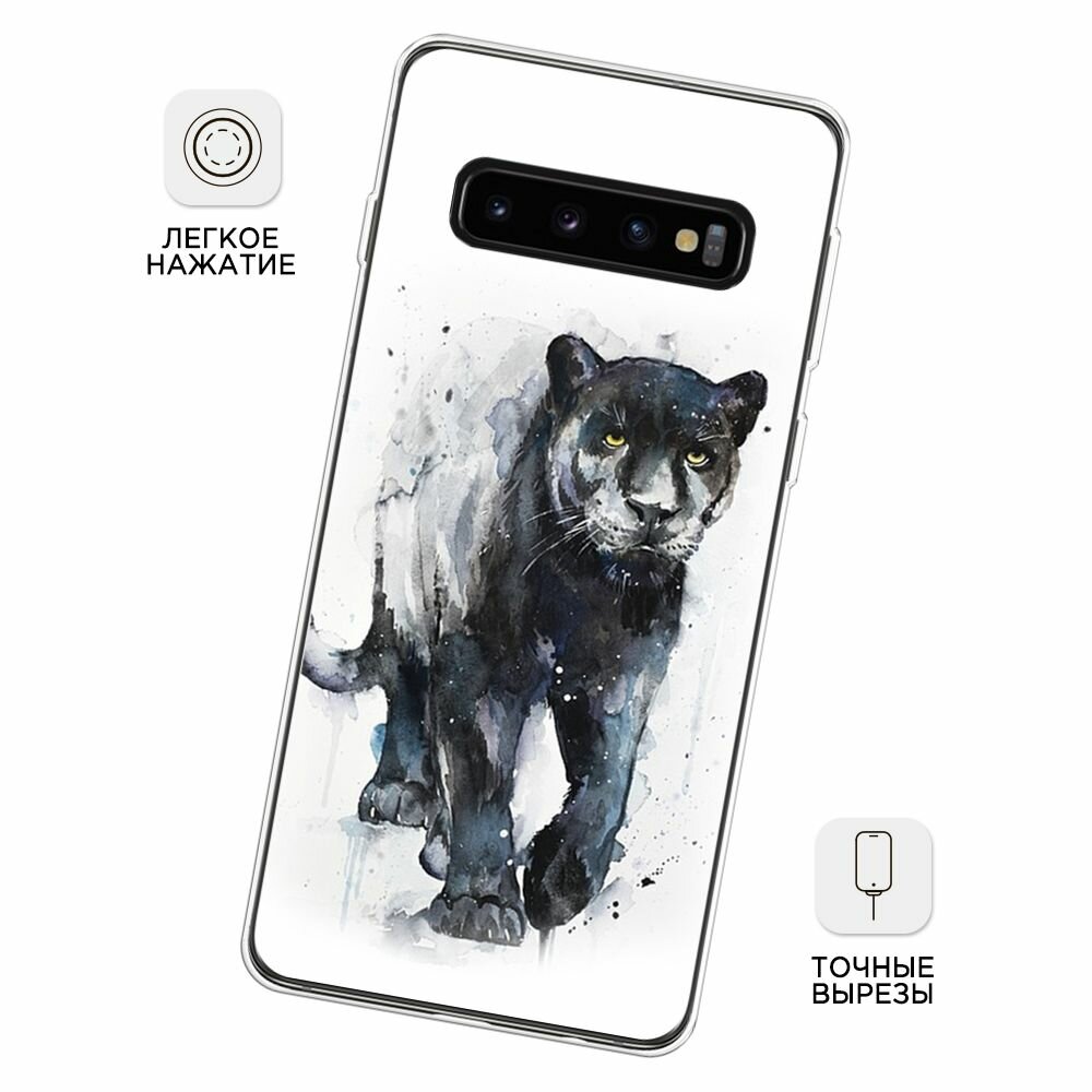 Чехол на Samsung Galaxy S10 + / Самсунг Галакси S10 Плюс с принтом "Пантера арт 3" — фото 1