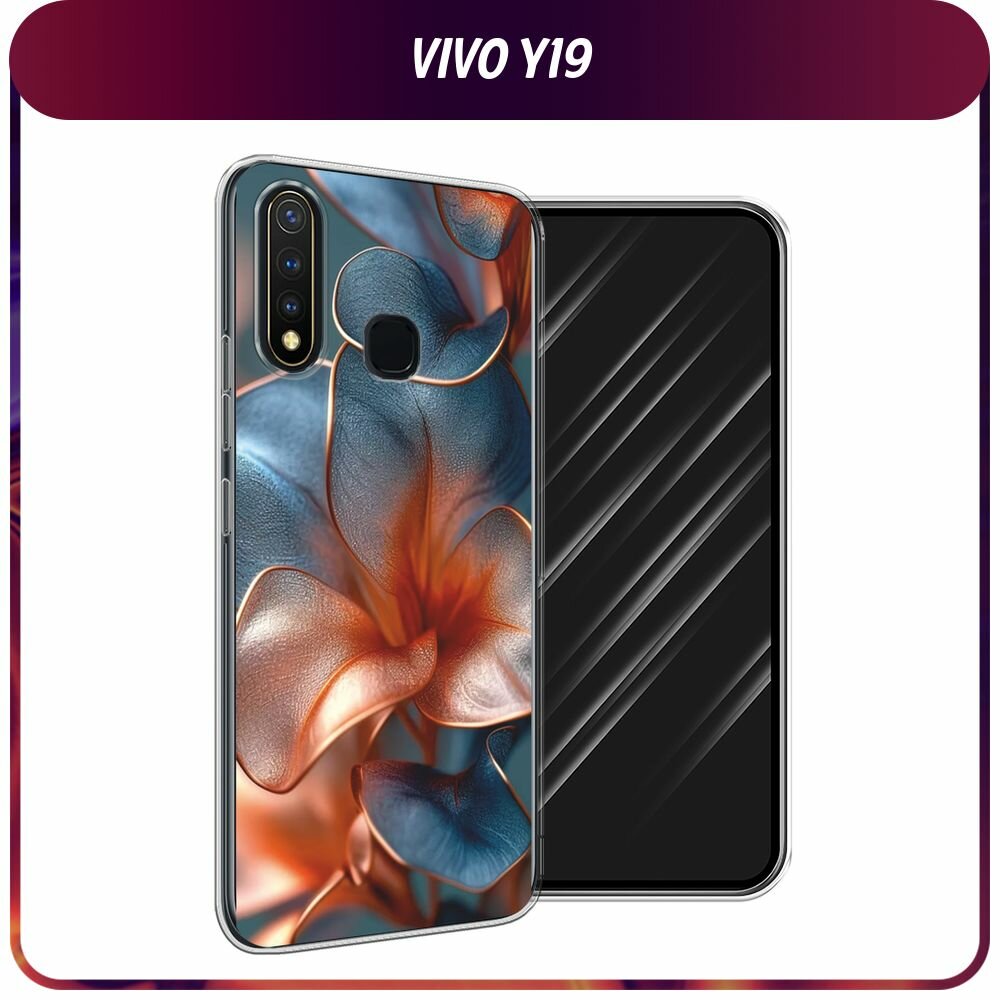 Силиконовый чехол на Vivo Y19 / Виво Y19 с принтом "Жемчужные цветы"