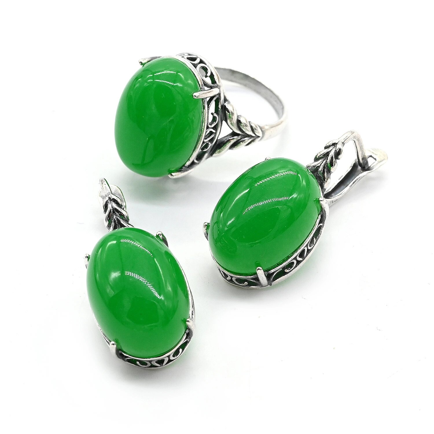 Комплект бижутерии, хризопраз