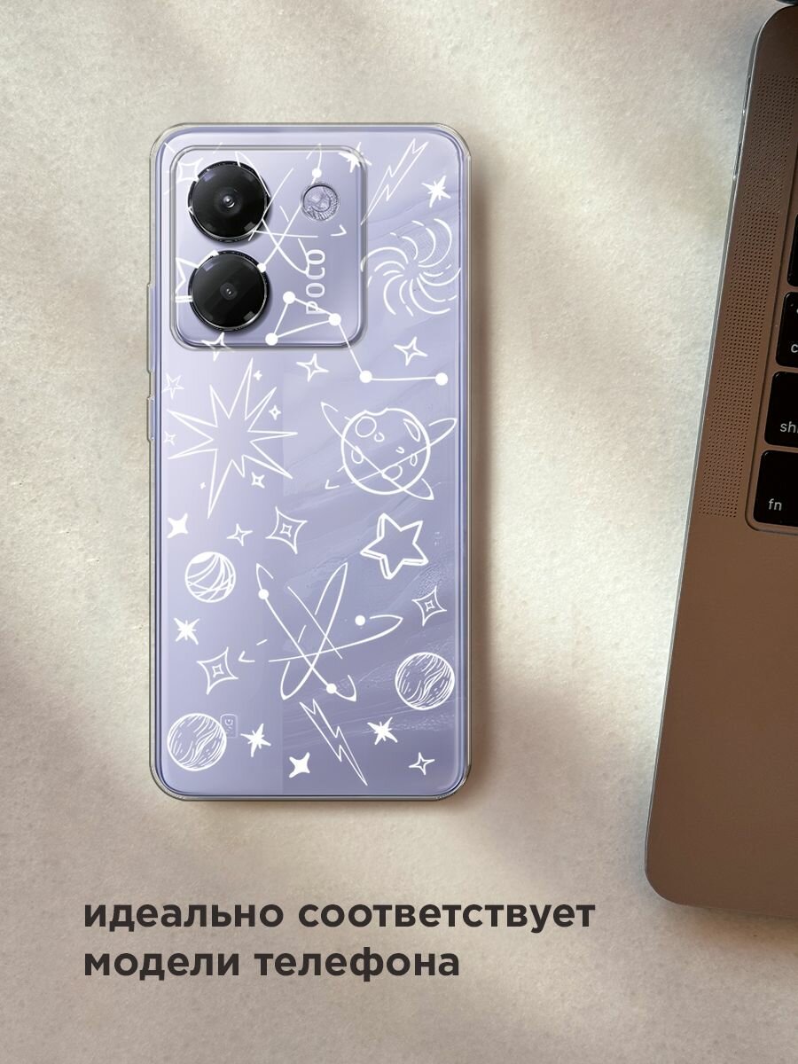 Чехол на Poco M7 Pro / Поко М7 Про с принтом "Космическая вселенная", прозрачный — фото 1