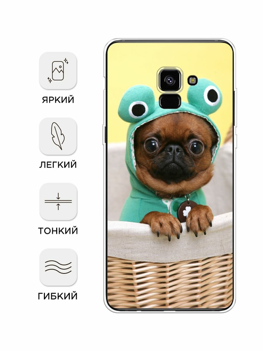 Чехол на Samsung Galaxy A8 + / Самсунг Галакси А8 Плюс 2018 с принтом "Собачка в шапке лягушки" — фото 1