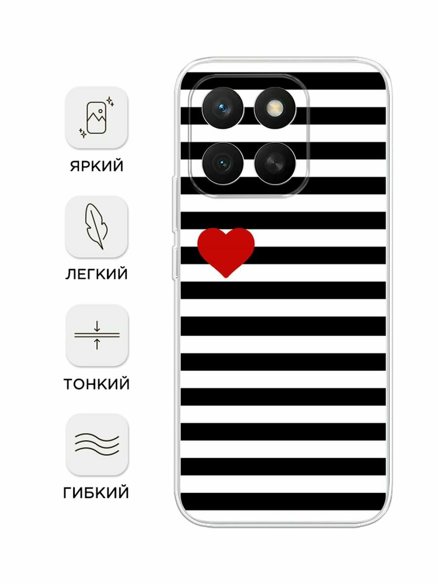 Силиконовый чехол на Honor X8c / Хонор X8c с принтом "Красное сердце" — фото 1