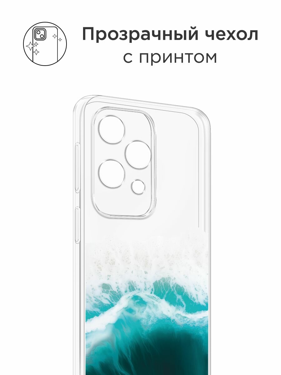 Чехол на Oppo A5x / Оппо А5x с принтом "Большая волна", прозрачный — фото 1