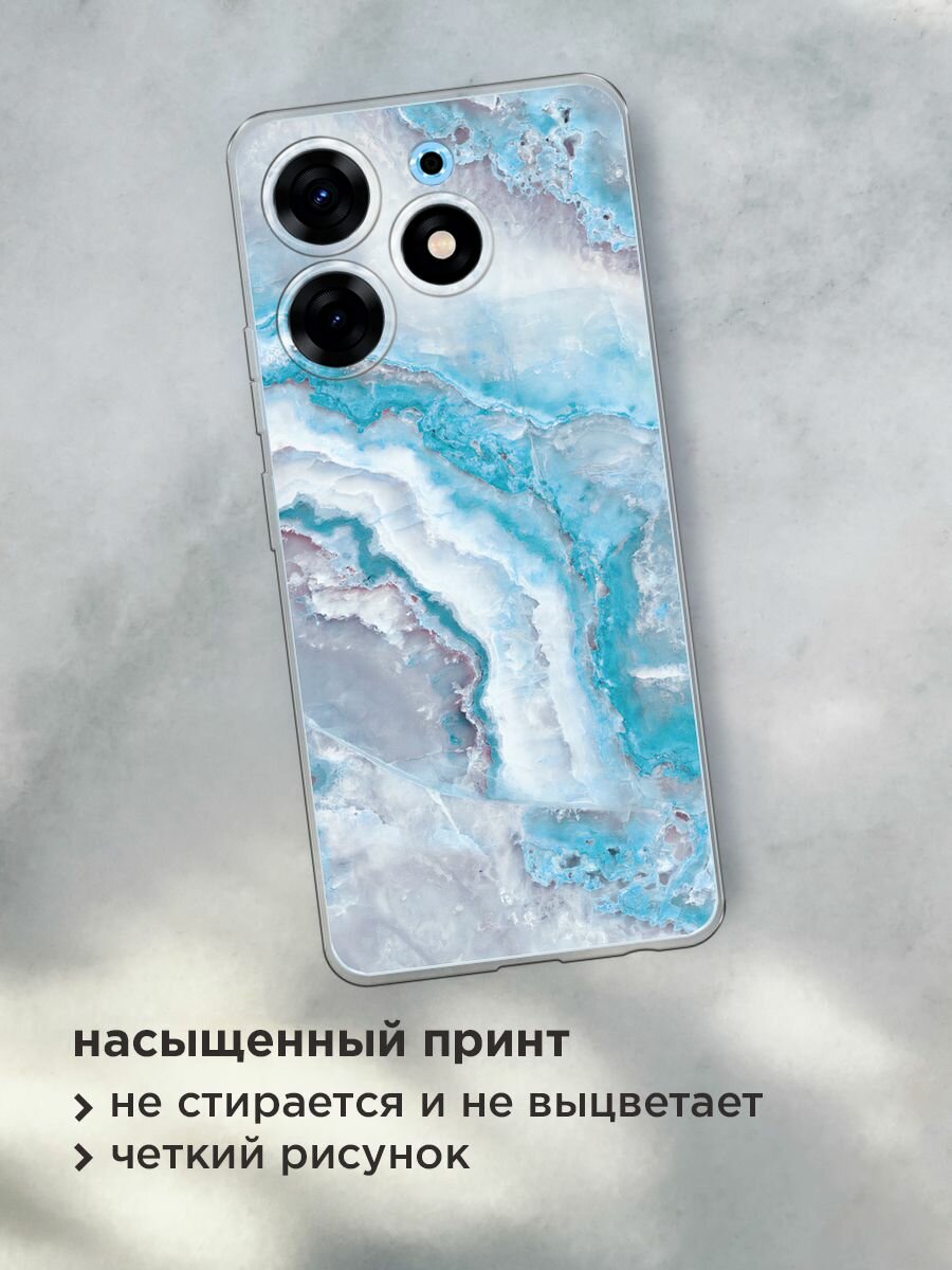 Чехол на Tecno Spark 10 Pro / Текно Спарк 10 Про с принтом "Нежно-голубой мрамор" — фото 1