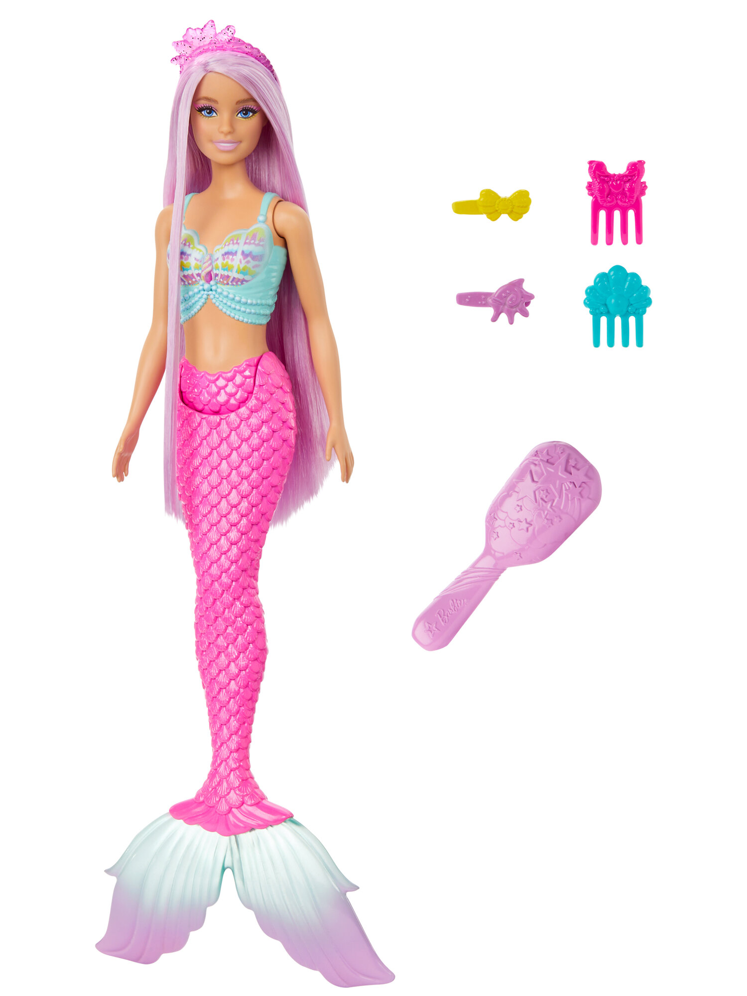 Кукла Mattel Барби Русалка Long Hair HRR00 с аксессуарами, розовый