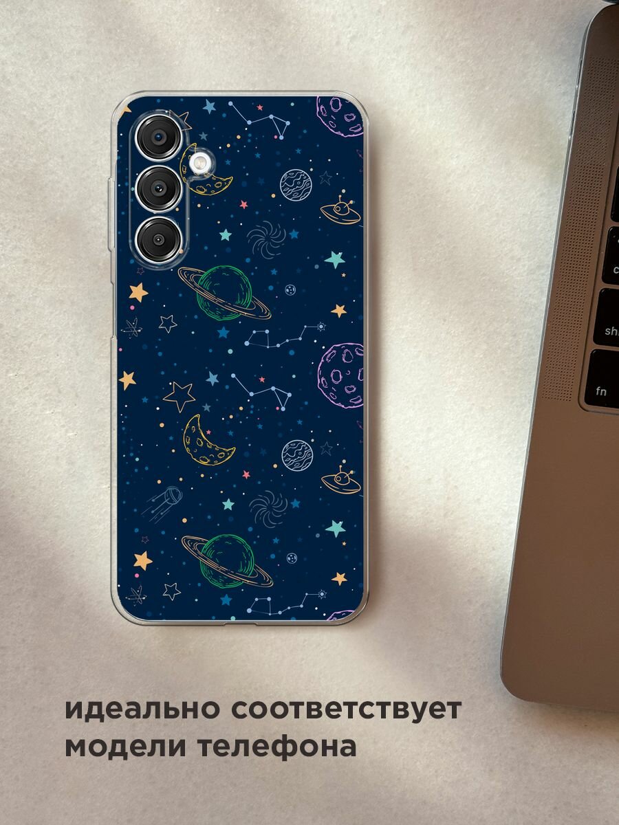 Чехол на Samsung Galaxy A16 / Самсунг А16 с принтом "Темно-синий космос" — фото 1