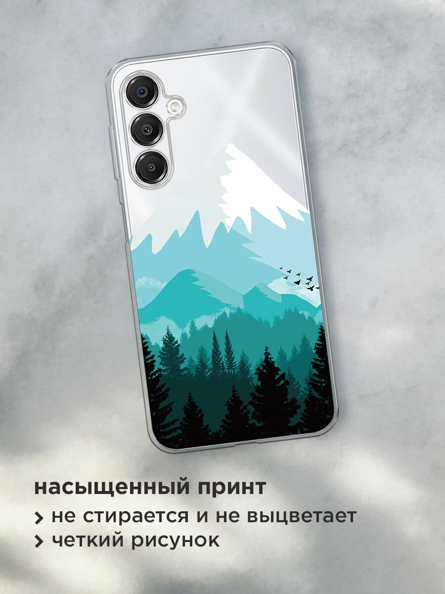 Чехол на Samsung Galaxy A16 / Самсунг А16 с принтом "Синяя снежная гора", прозрачный — фото 1