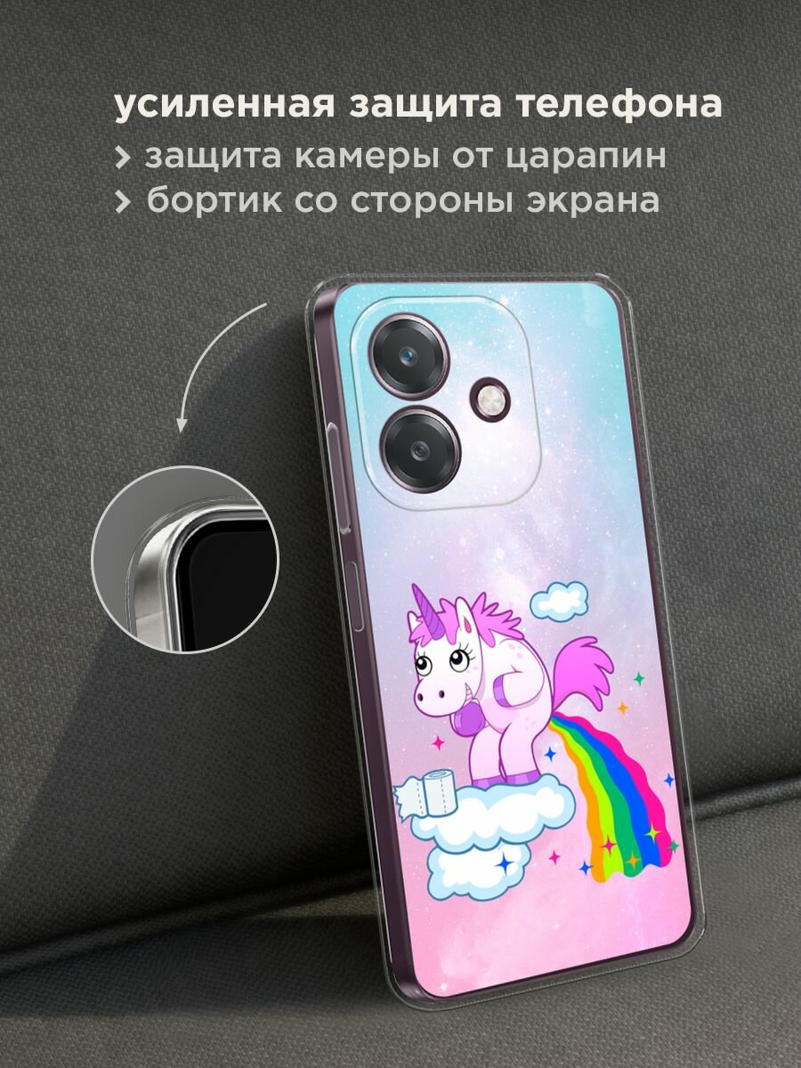 Чехол на Oppo A3/A3x / Оппо А3/A3x с принтом "Единорог какает" — фото 1